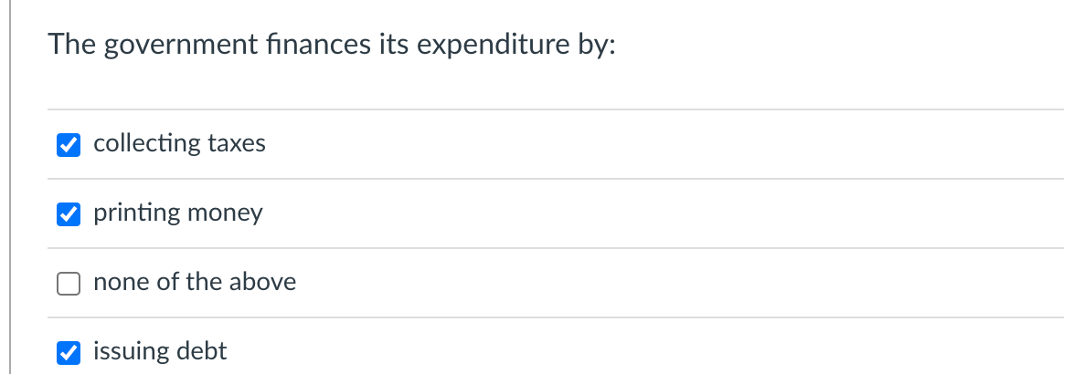 Solved The government finances its expenditure by: | Chegg.com
