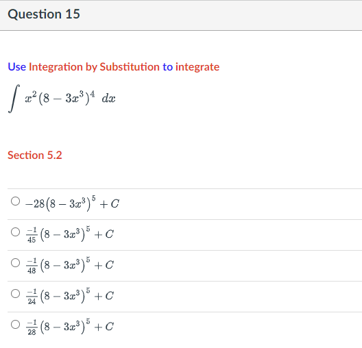 Solved Use Integration by Substitution to integrate | Chegg.com