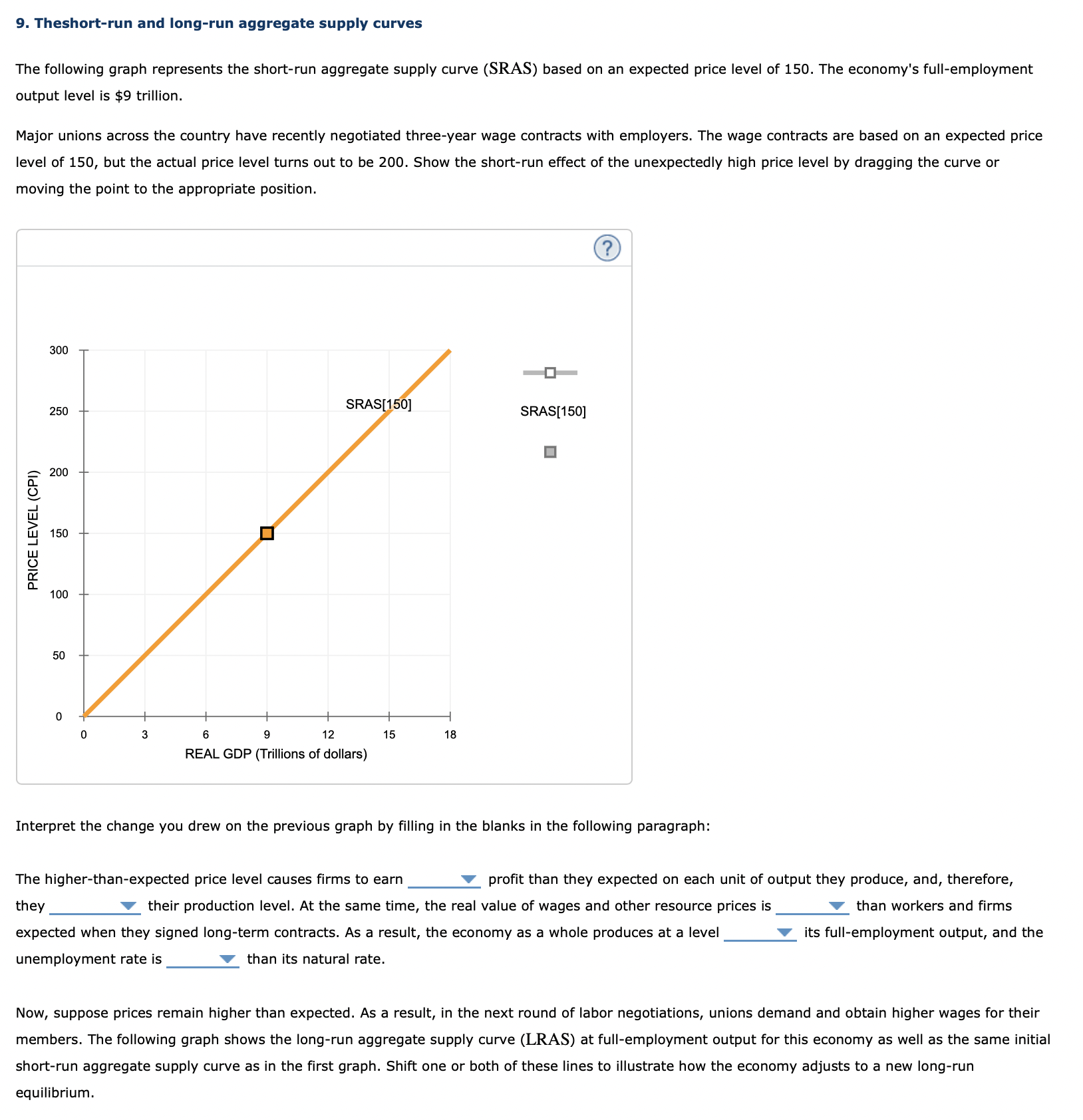 9. Theshort-run and long-run aggregate supply curves | Chegg.com
