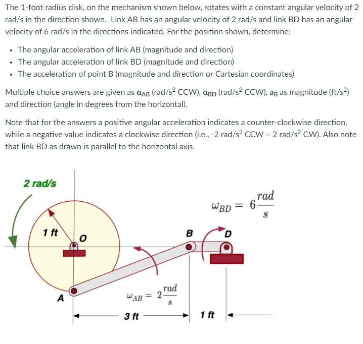 Solved The 1-foot radius disk, on the mechanism shown below, | Chegg.com