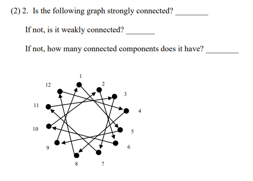 Solved (2) 2. Is the following graph strongly connected? If | Chegg.com