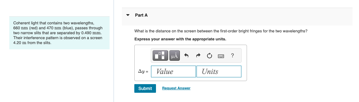 Solved Coherent light that contains two wavelengths, 660 | Chegg.com