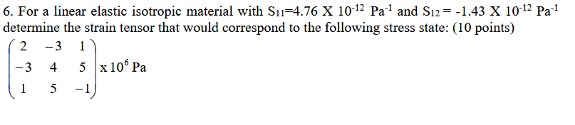 Solved 6. For a linear elastic isotropic material with | Chegg.com
