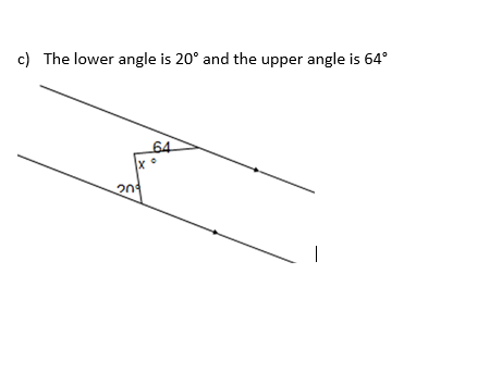 Solved c) The lower angle is 20° and the upper angle is 64° | Chegg.com