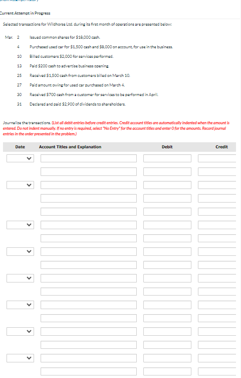 Solved Current Attempt in ProgressSalected transactions for | Chegg.com