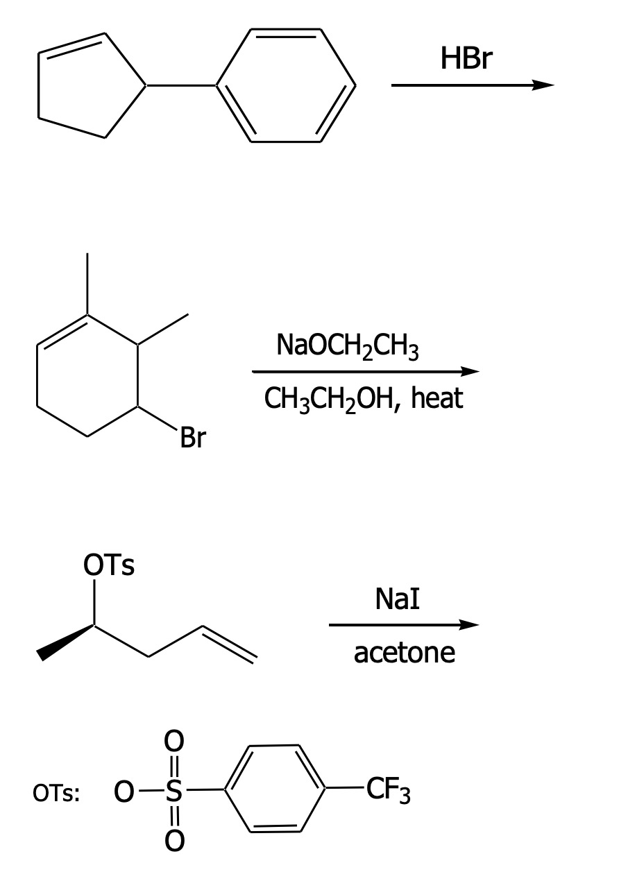 Solved HBr NaOCH2CH3 CH3CH2OH, heat Br OTS Nal acetone OTS: | Chegg.com