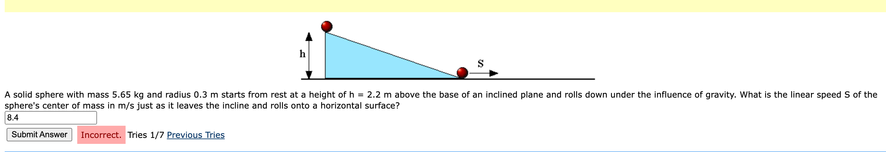 Solved A solid sphere with mass 5.65 kg and radius 0.3 m | Chegg.com