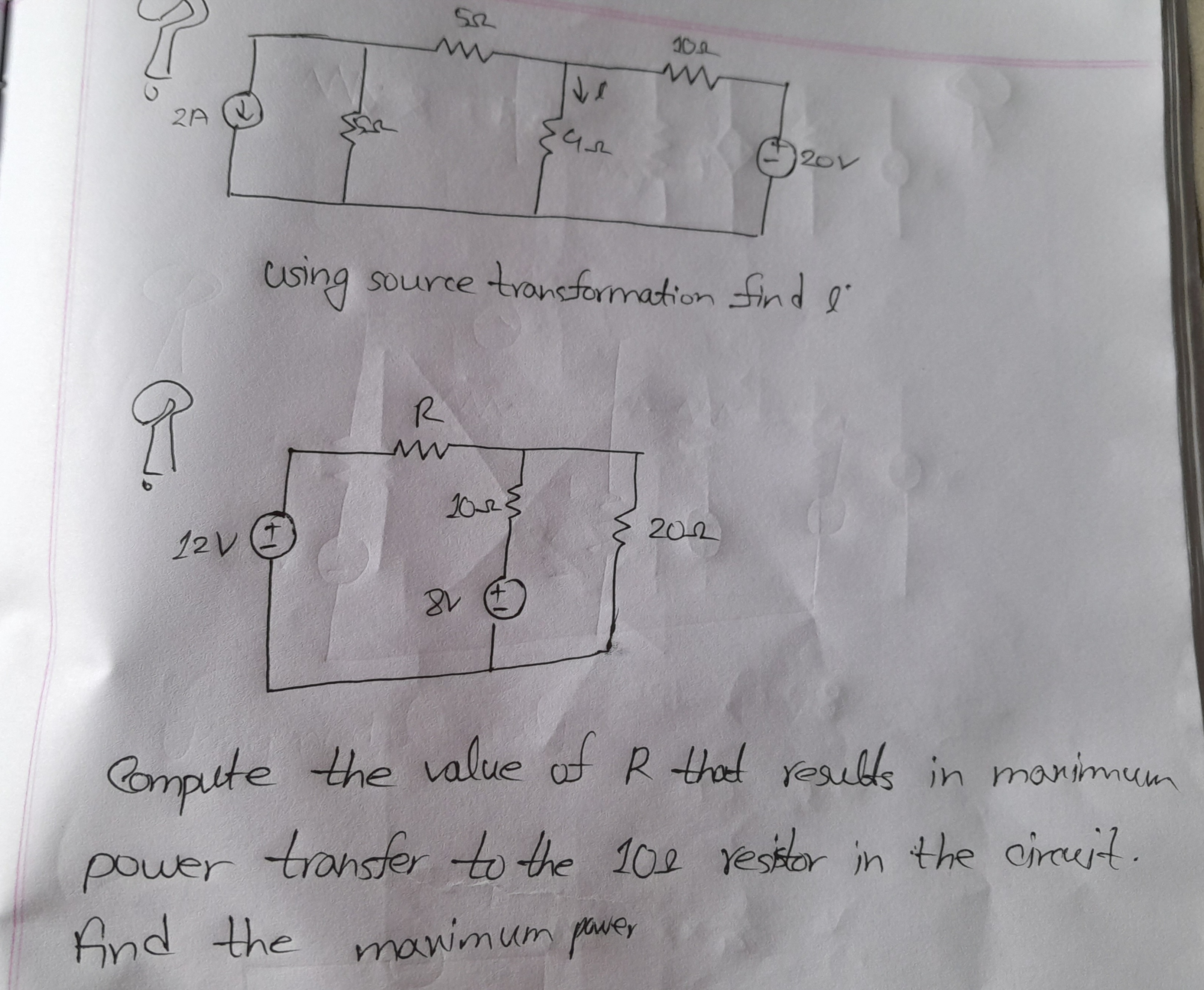 Solved using source transformation find ℓ∘ Compute the value | Chegg.com