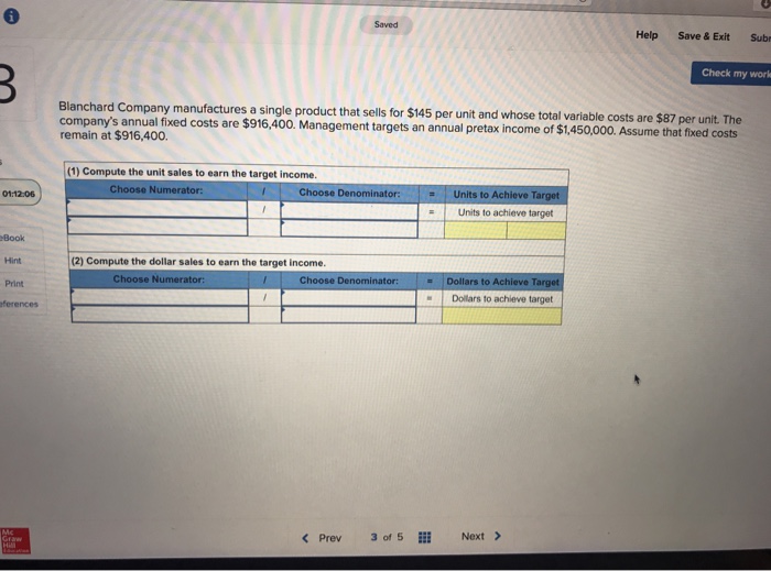Solved Saved Help Save &Exit Sub Check my work Blanchard | Chegg.com