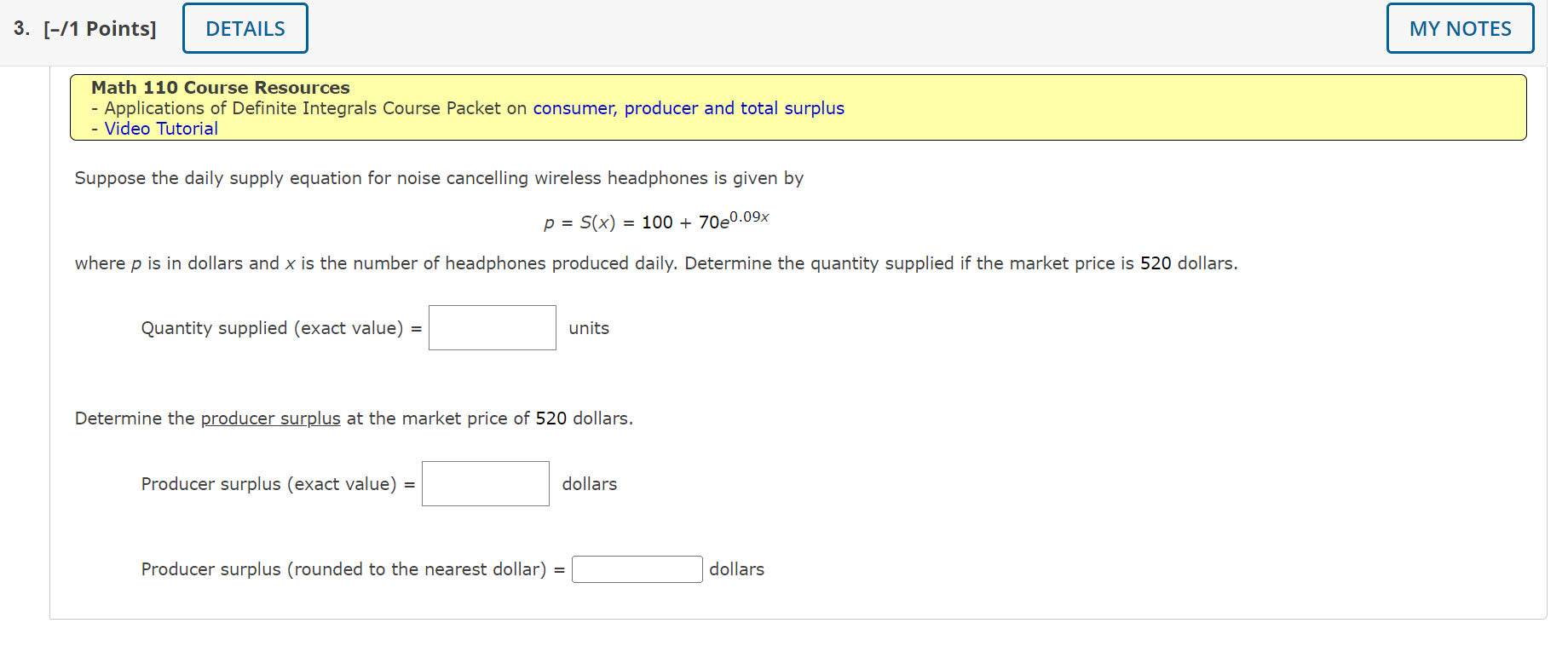 Solved 3. [-/1 Points] DETAILS MY NOTES Math 110 Course | Chegg.com