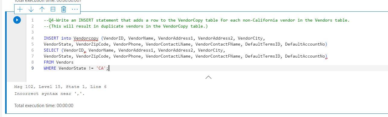 Solved --Q4-Write an INSERT statement that adds a row to the | Chegg.com