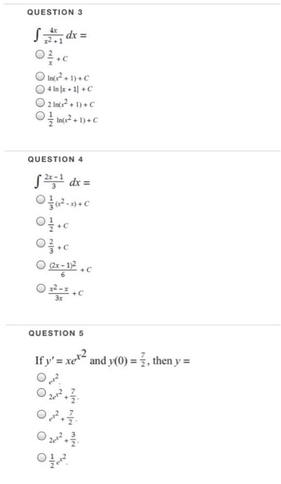 Solved Integral^4x/x^2 + 1 dx = 2/x + C In (x^2 + 1) + C | Chegg.com