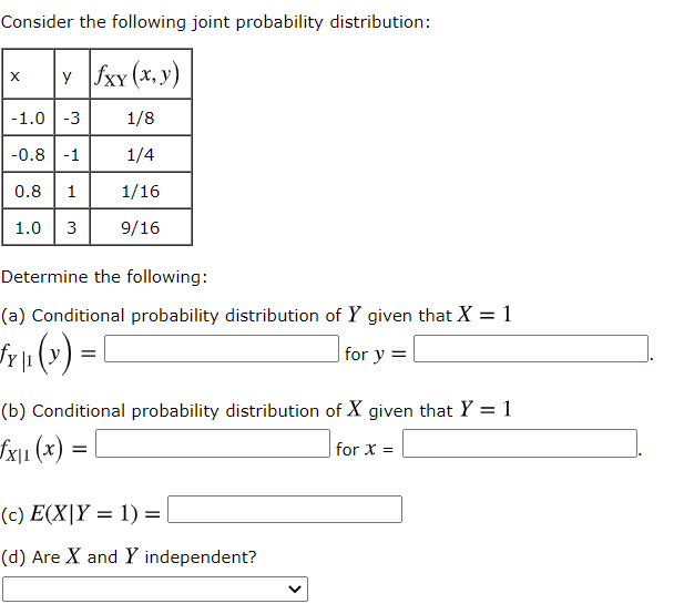 Solved Consider the following joint probability | Chegg.com
