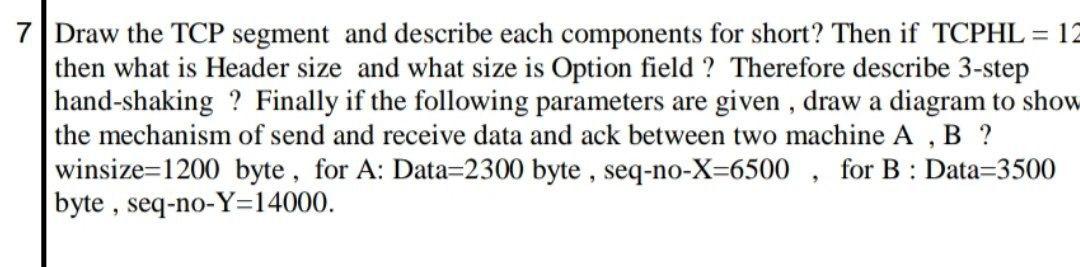 Solved 7 Draw the TCP segment and describe each components | Chegg.com
