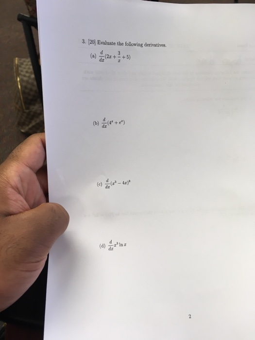 Solved Evaluate the following derivatives. (a) d/dx(2x + | Chegg.com