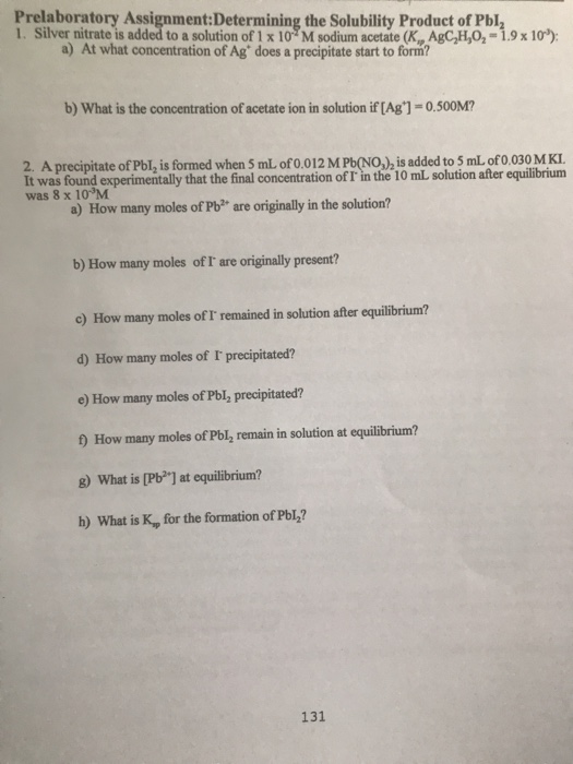 Solved Prelaboratory Assignment: Determining the Solubility | Chegg.com
