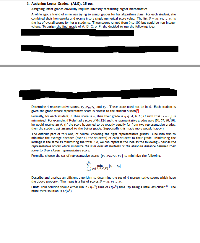 3. Assigning Letter Grades. (ALG). 15 pts. Assigning | Chegg.com