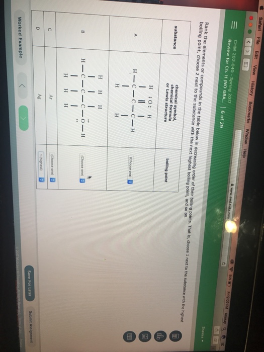 Solved Rank the elements or compounds in the table below in | Chegg.com