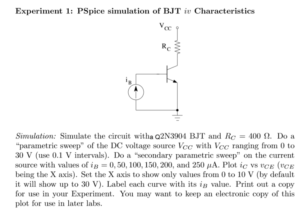 Experiment 1: PSpice simulation of BJT iv | Chegg.com