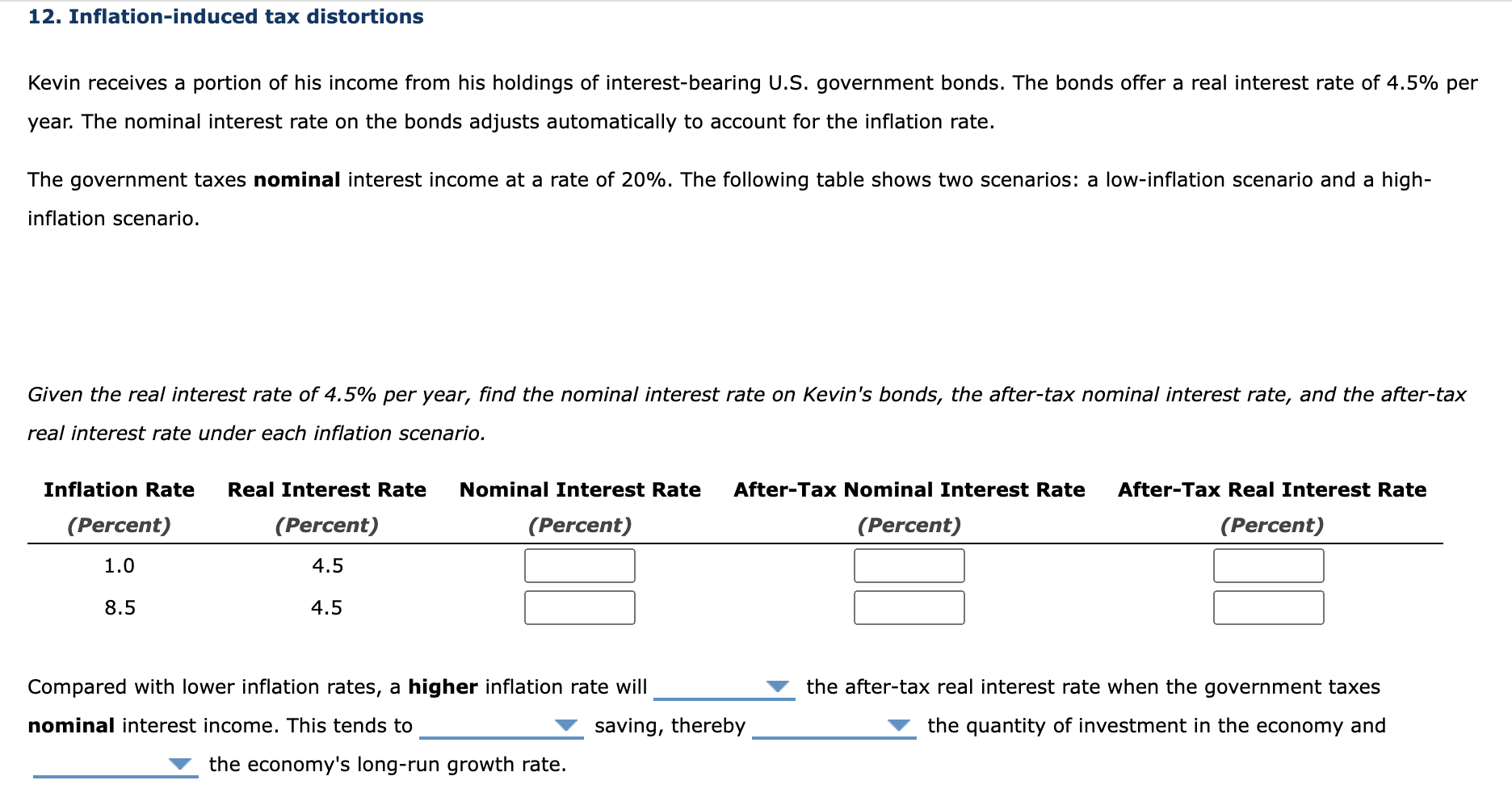Solved 12. Inflation-induced tax distortions Kevin receives | Chegg.com