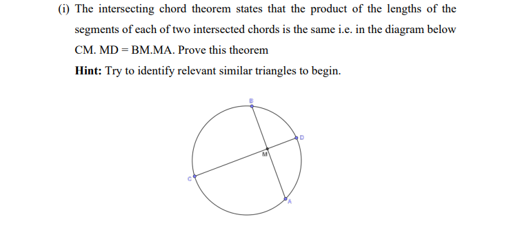 Solved (1) The intersecting chord theorem states that the | Chegg.com