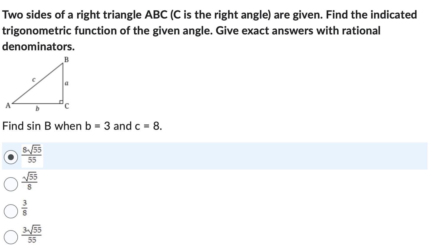 Solved Two sides of a right triangle ABC (C is the right | Chegg.com