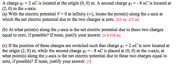 Solved A charge q1 2 nC is located at the origin (0, 0) m. A | Chegg.com