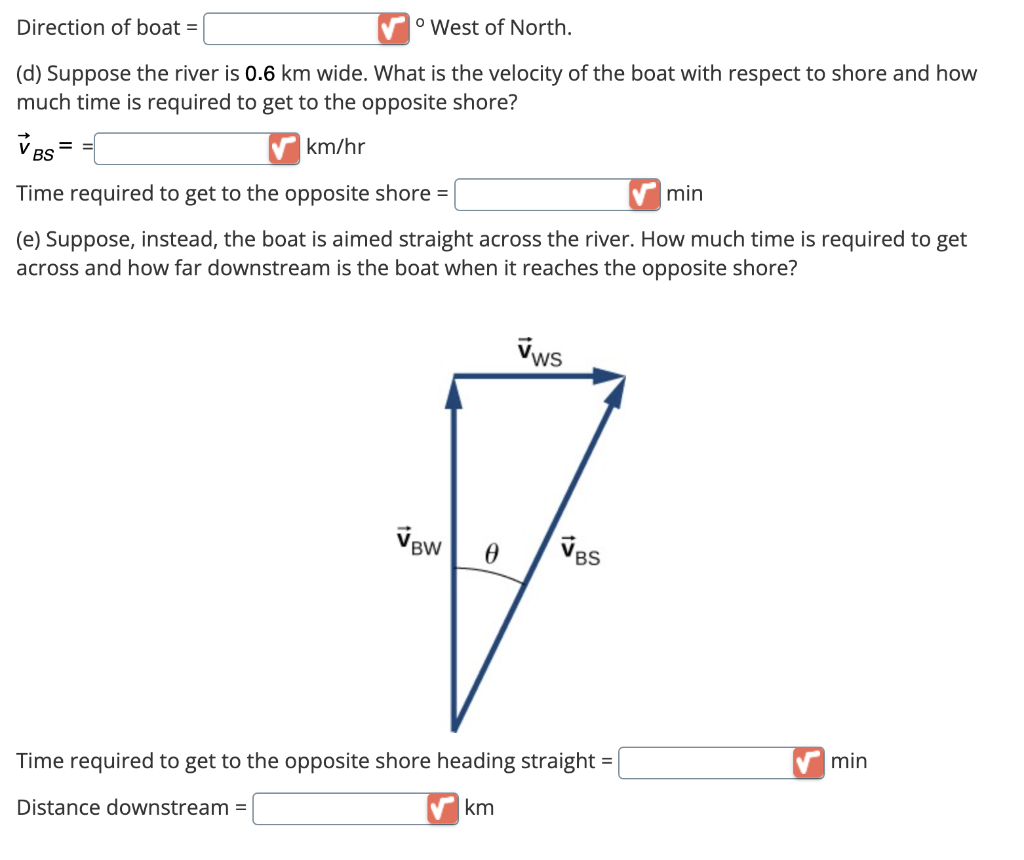 Solved 1. A boat can be rowed at vBW=8 km/h in still water. | Chegg.com
