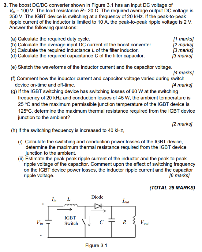Solved 3. The boost DC/DC converter shown in Figure 3.1 has | Chegg.com