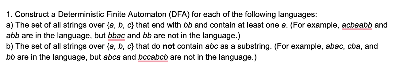 1 Construct A Deterministic Finite Automaton Dfa