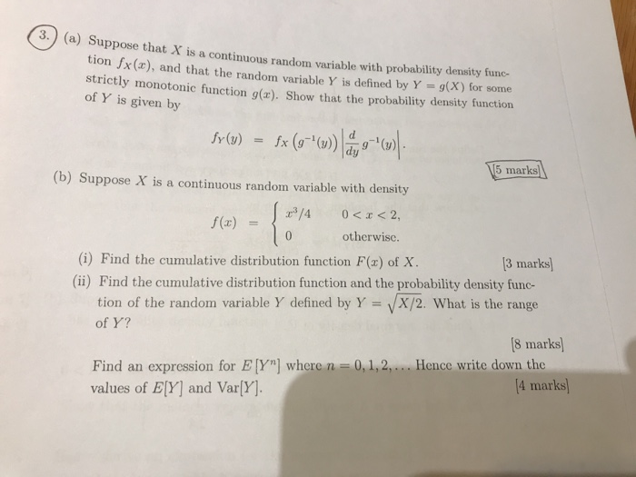 Solved 3 A Suppose That X Is A Continuous Random 