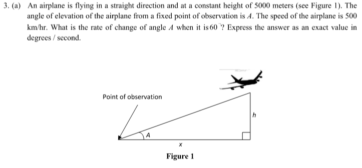 Solved 3. (a) An airplane is flying in a straight direction | Chegg.com