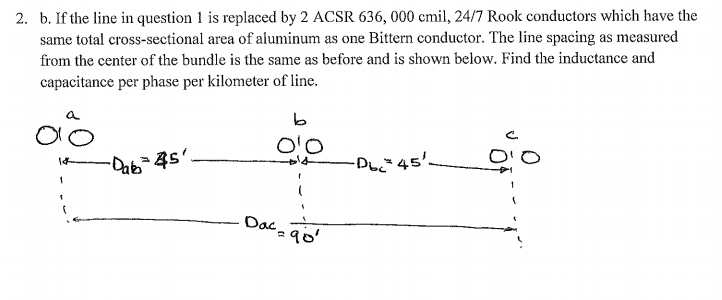 Solved 2. b. If the line in question 1 is replaced by 2 ACSR | Chegg.com