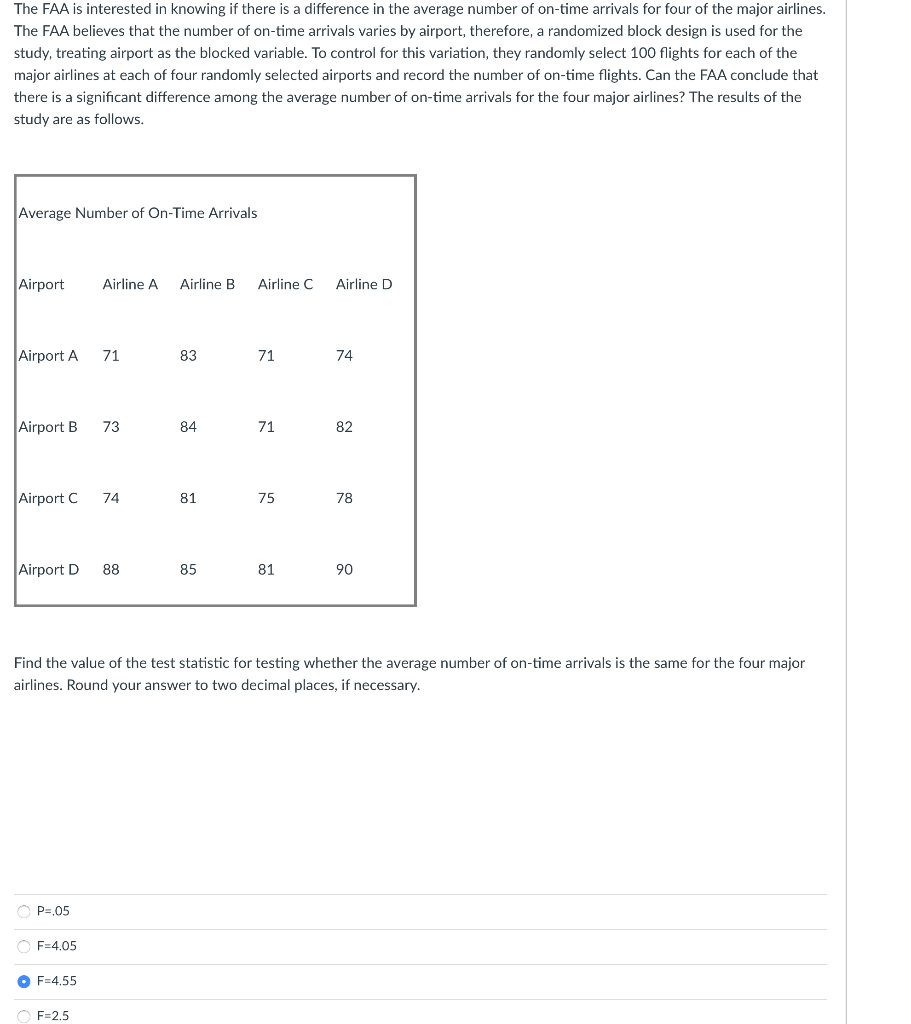 Solved The FAA is interested in knowing if there is a | Chegg.com