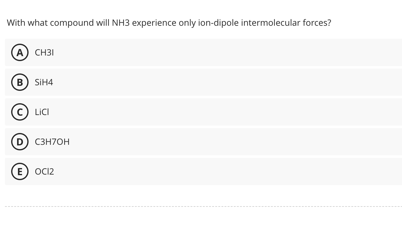 Solved With what compound will NH3 ﻿experience only | Chegg.com