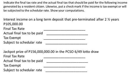 Solved Indicate the final tax rate and the actual final tax | Chegg.com