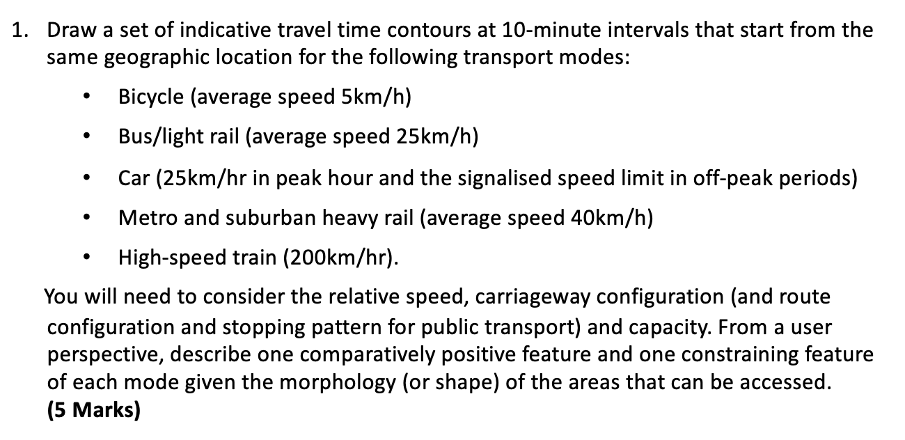 Solved 1. Draw a set of indicative travel time contours at | Chegg.com
