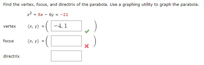 Solved Find the vertex, focus, and directrix of the | Chegg.com