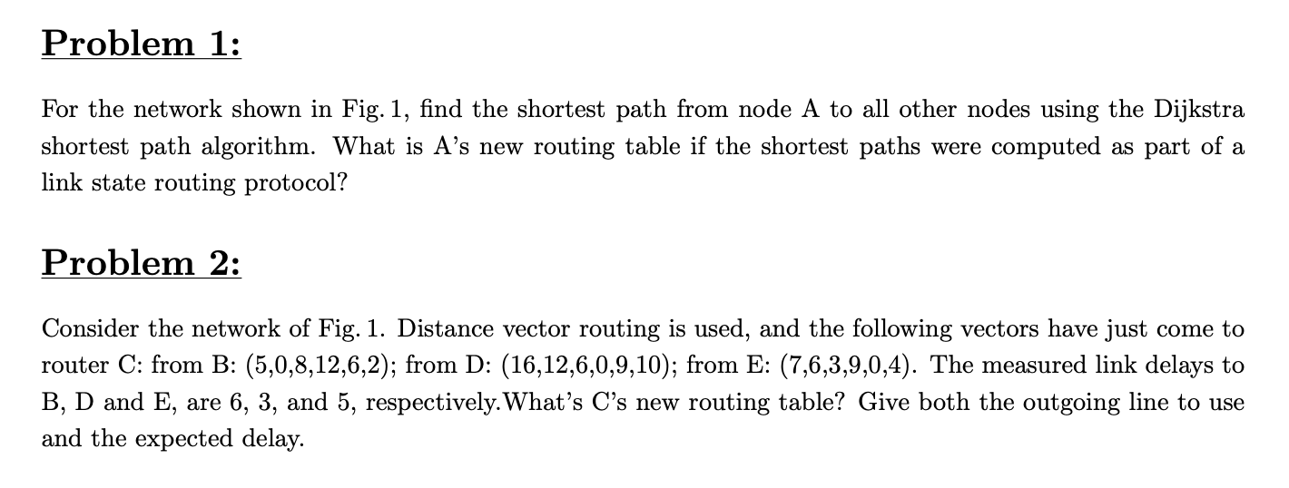 Solved Problem 1: For the network shown in Fig. 1, find the | Chegg.com