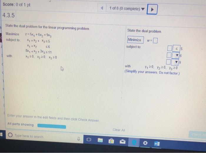 Solved state the dual problem for the linear programming | Chegg.com