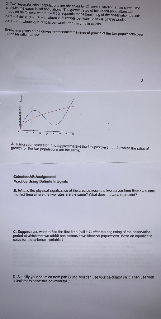 Solved 2. Two separate rabbit populations are observed for | Chegg.com
