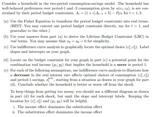 Consider a household in the two-period | Chegg.com