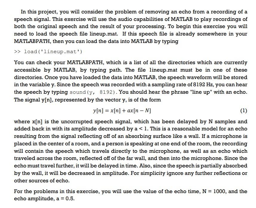 Solved In this project, you will consider the problem of | Chegg.com