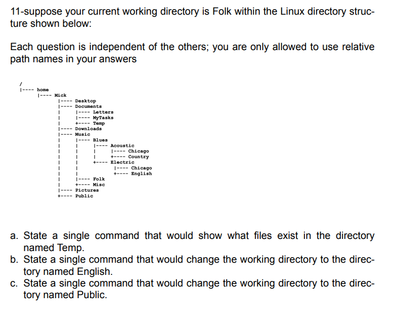 Solved 11-suppose your current working directory is Folk | Chegg.com