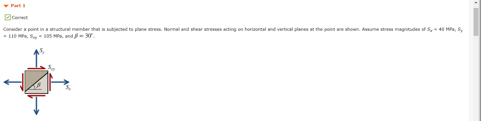 Solved Part 1 Correct Consider a point in a structural | Chegg.com
