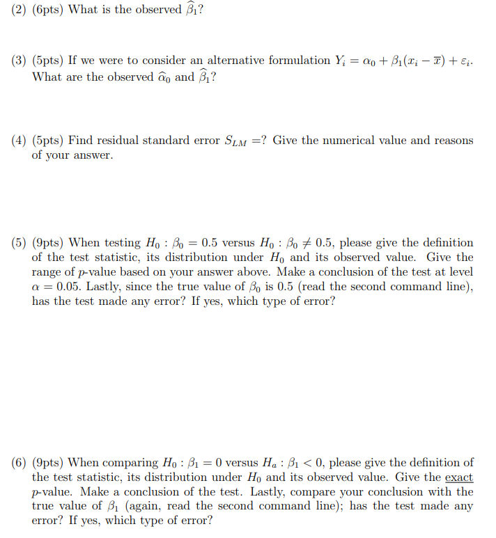Solved (46 points) Read the following R code and outputs | Chegg.com