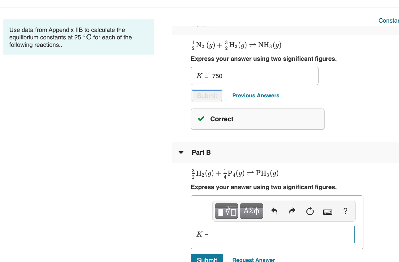 Constar Use data from Appendix IIB to calculate the | Chegg.com