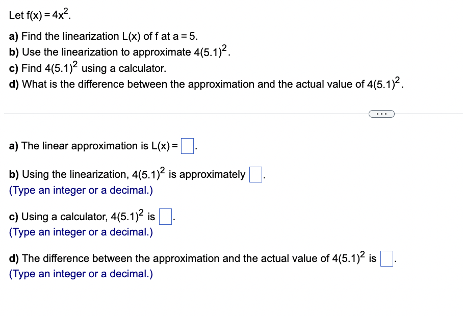 Solved Let f(x)=4x2 a) Find the linearization L(x) of f at | Chegg.com