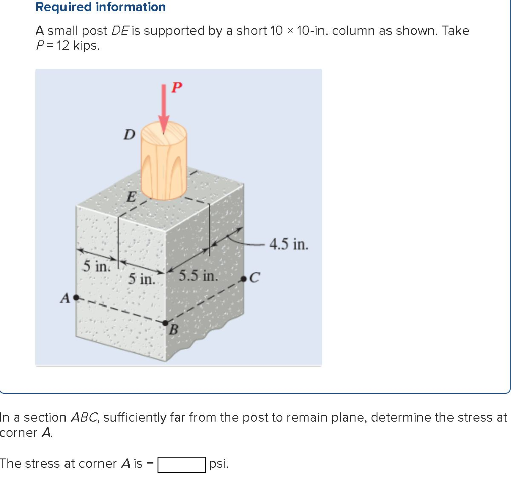 Solved Required information A small post DE is supported by | Chegg.com