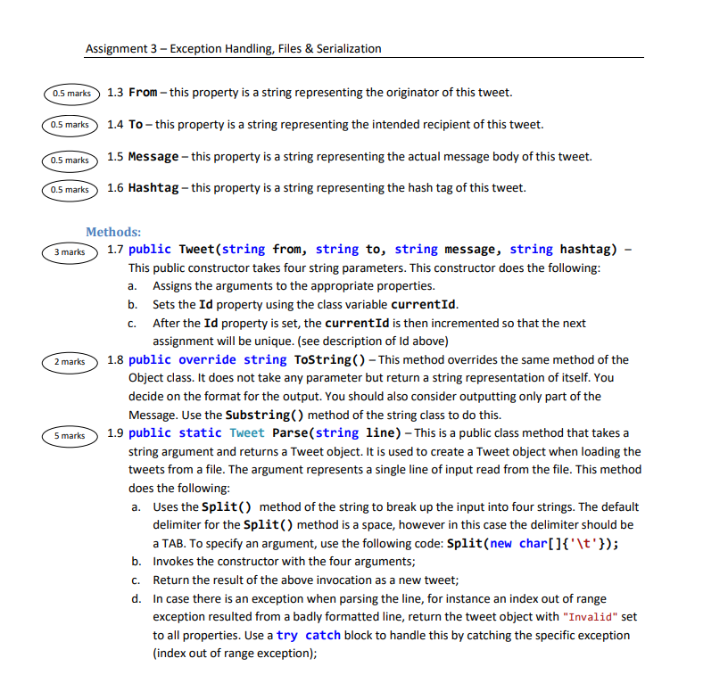 Solved 1 - The Tweet Class The Tweet class consist of 9 | Chegg.com